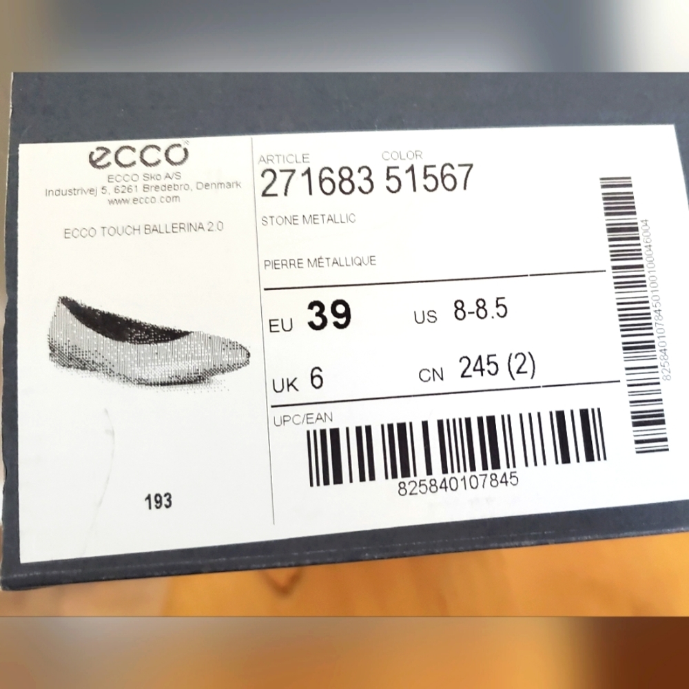 Ecco Touch Ballerina 2.0 Ballet Flats Shoe Nib Size 3… - Gem